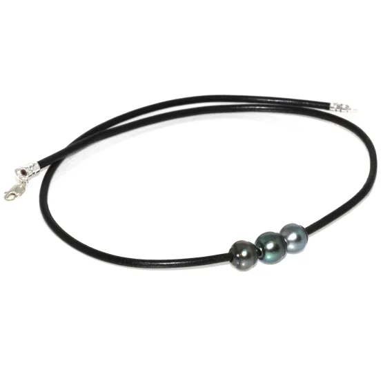 Collier cuir noir 13mm